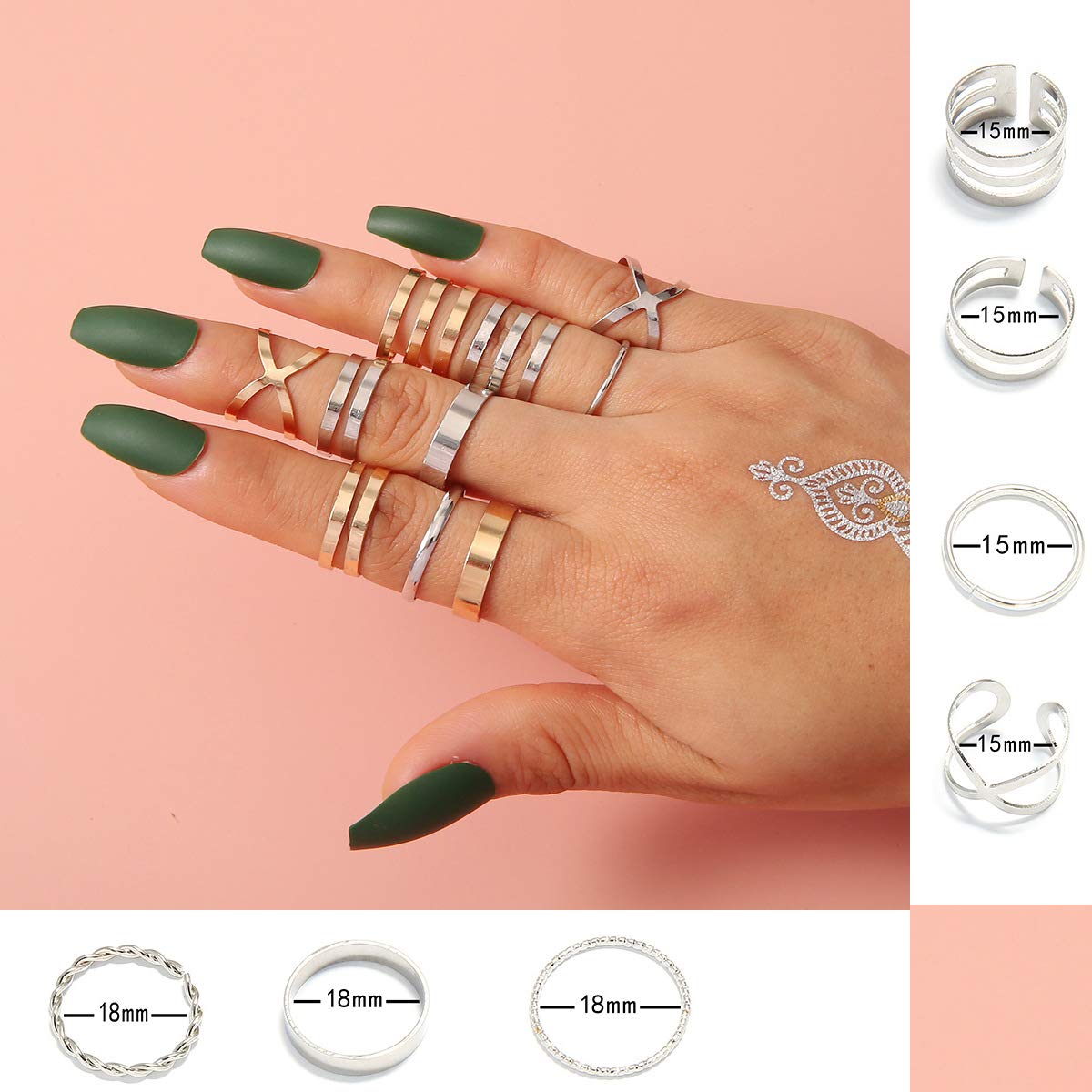 Cassfic 80Pcs Bohemian Knuckle Ring Silver Gold Vintage Stackable Rings Set Fashion Finger Knuckle Midi Rings for Women
