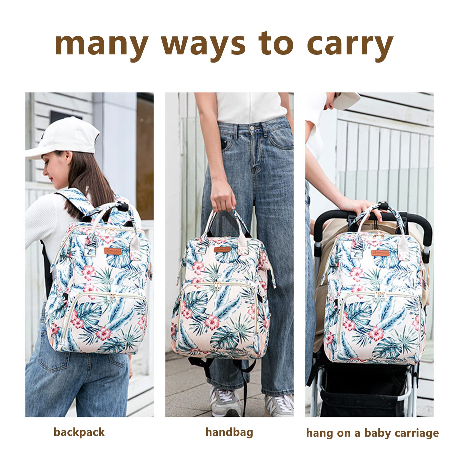 Diaper Bag Backpack Large Maternity Baby Changing Bags Travel Diaper Bag Waterproof Gift for Parents (Gray cute bear)