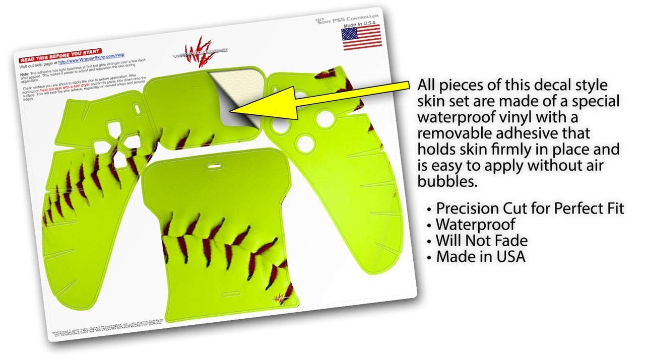 WraptorSkinz Skin Wrap compatible with Sony PS5 DualSense Controller Softball (CONTROLLER NOT INCLUDED)