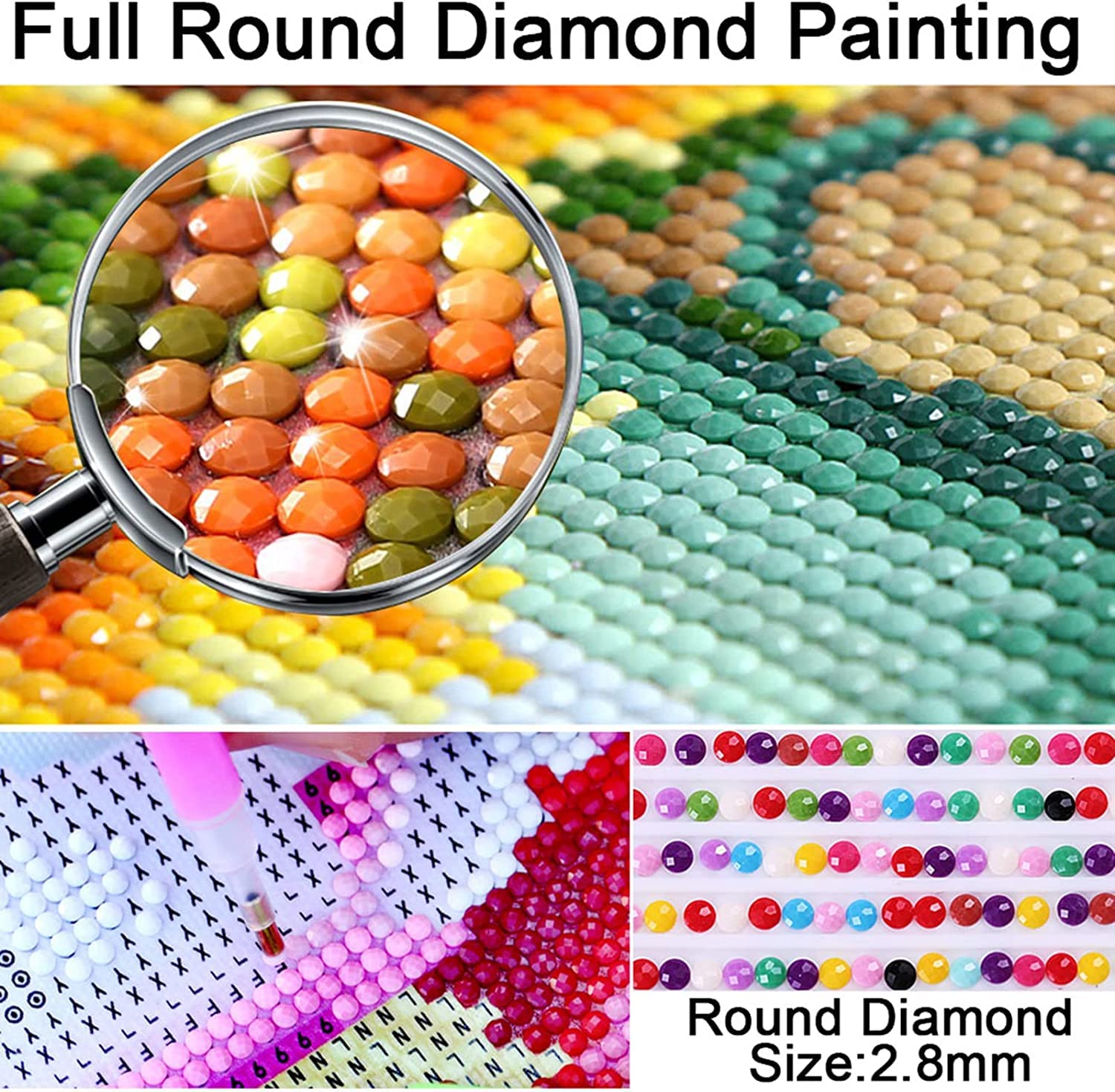 GESOON Christmas Night , DIY 5D Diamond Painting Kits for Adults Full Drill, Christmas Tree with Moon Well Decor 28x16 inch