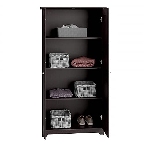 Bush Furniture Cabot Tall Storage Cabinet with Doors in Espresso Oak