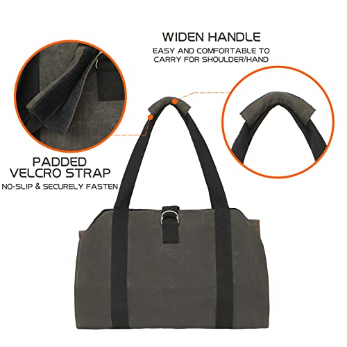 Elezay Log Carrier Waxed Canvas Bag Wood Holders Fireplace Stove Accessories