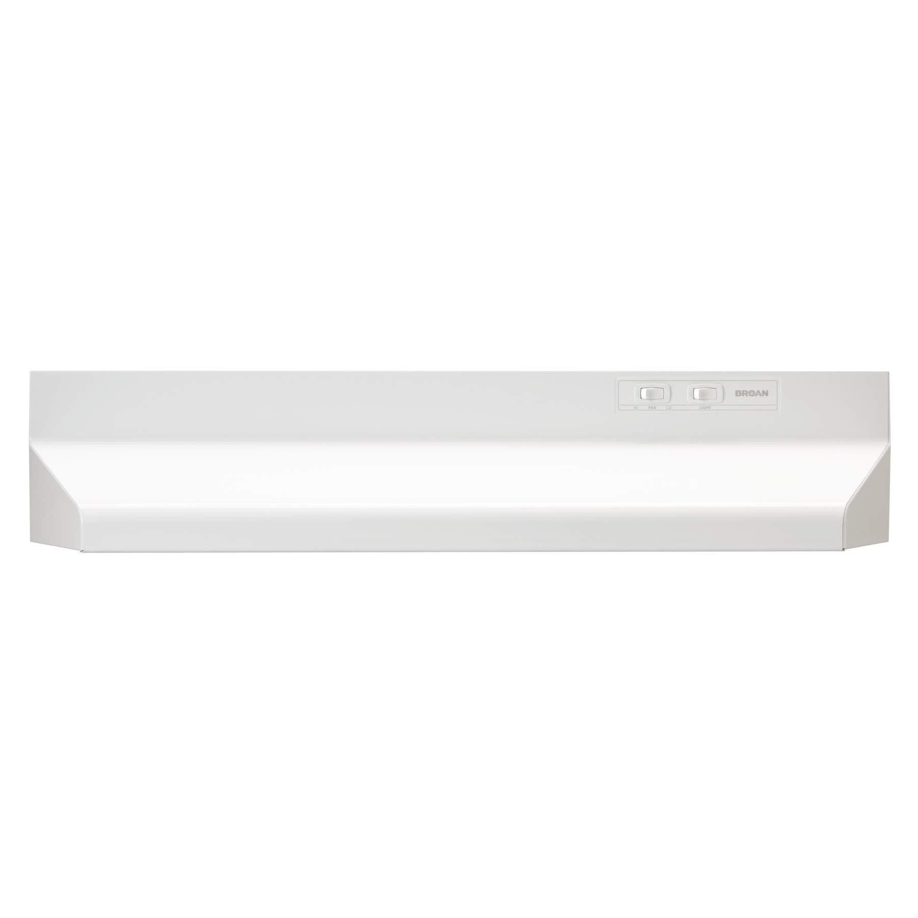 Broan-NuTone Economy 36-inch Under-Cabinet Easy Install Convertible Range Hood with 2-Speed Exhaust Fan and Light, 210 Max Blower CFM, White