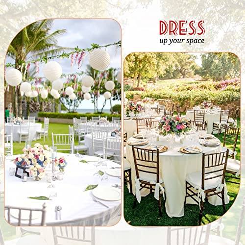 MTREO 5 Pack Round Tablecloth 90 Inch Polyester Round Table Cloths White Wrinkle Resistant Washable Polyester Table Cloth Decorative Fabric Table Cover for Wedding Party Restaurant Buffet Table