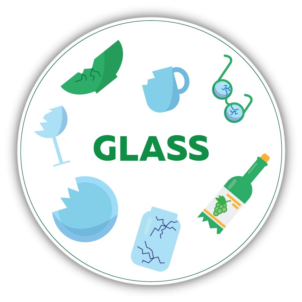 Glass Trash Can Recycle Compost Kitchen Recycling Vinyl Sticker Car Bumper Decal