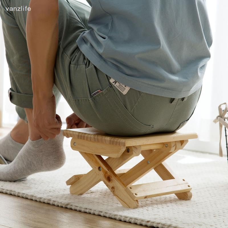 Foldable Solid Wood Stool Chair Portable Train Foldable Stool Adult organizing Small Chair Folding Bench