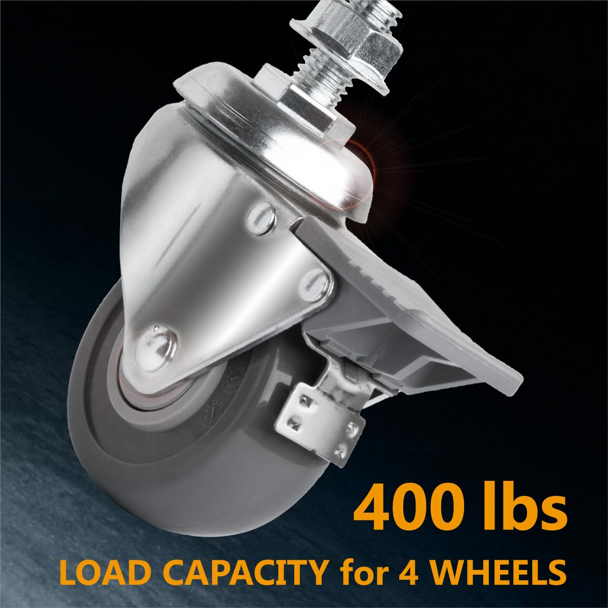 POWERTEC 17202 Dual Locking Swivel Caster Wheels Set of 4 with 400 lb Weight Capacity