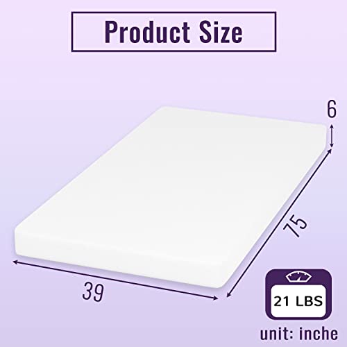 PayLessHere 6 Inch Gel Memory Foam Mattress Twin Size Mattress Bamboo Charcoal Infused Mattress in a Box Medium-Firm Temperature Regulation CertiPUR-US Certified,Fiberglass Free,White