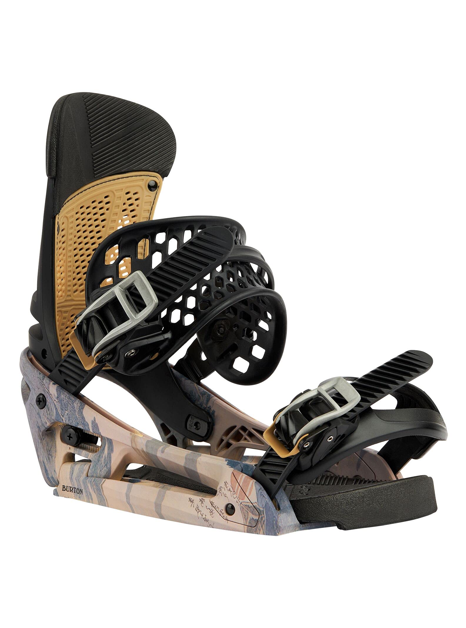BURTON Malavita EST Mens Snowboard Bindings Dark Grey/Print Sz M (8-11)