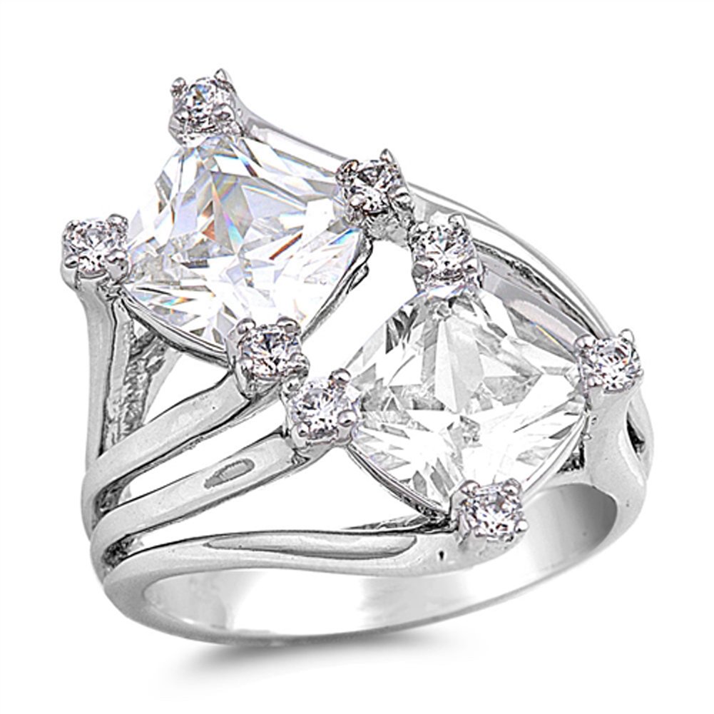 Clear CZ Wholesale Open Wedding Ring New .925 Sterling Silver Band Size 9