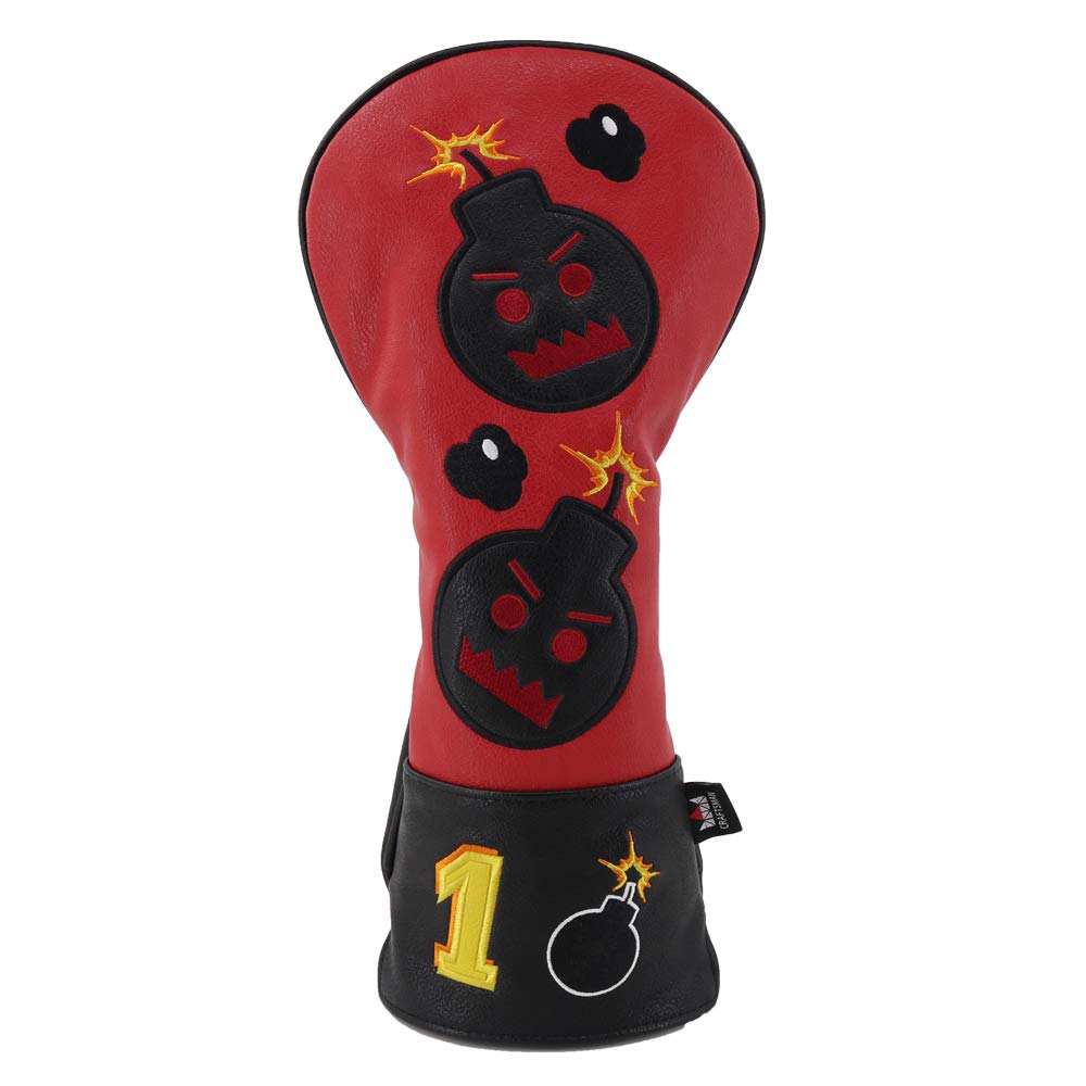 Craftsman Golf Funny Black Bomb Boom Embroidery Red Magnetic Blade Putter Headcover for Scorry Cameron