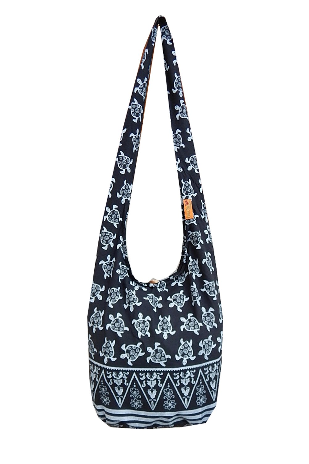 BTP! Turtle Sling Crossbody Shoulder Bag Purse Hippie Hobo Thai Cotton Gypsy Bohemian Large (Teal OW18)