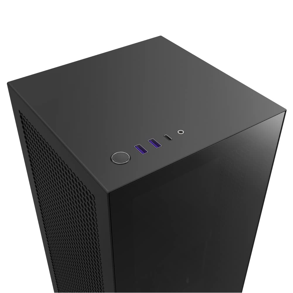 NZXT H1 Version 2 - CS-H11BB-US - Small Form-Factor ITX Case - Dual Chamber Airflow - Tinted Tempered Glass Front Panel - 140mm Liquid Cooler - SFX 750W 80+ Gold PSU - PCIe Gen4 Riser - Black