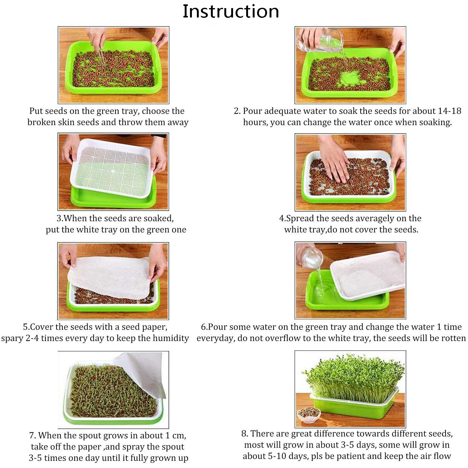 Blawicat Seed Sprouter Tray Seed Germination Tray BPA Free Nursery Tray for Seedling Planting Suit for Garden Home Office (5pcs with lid)