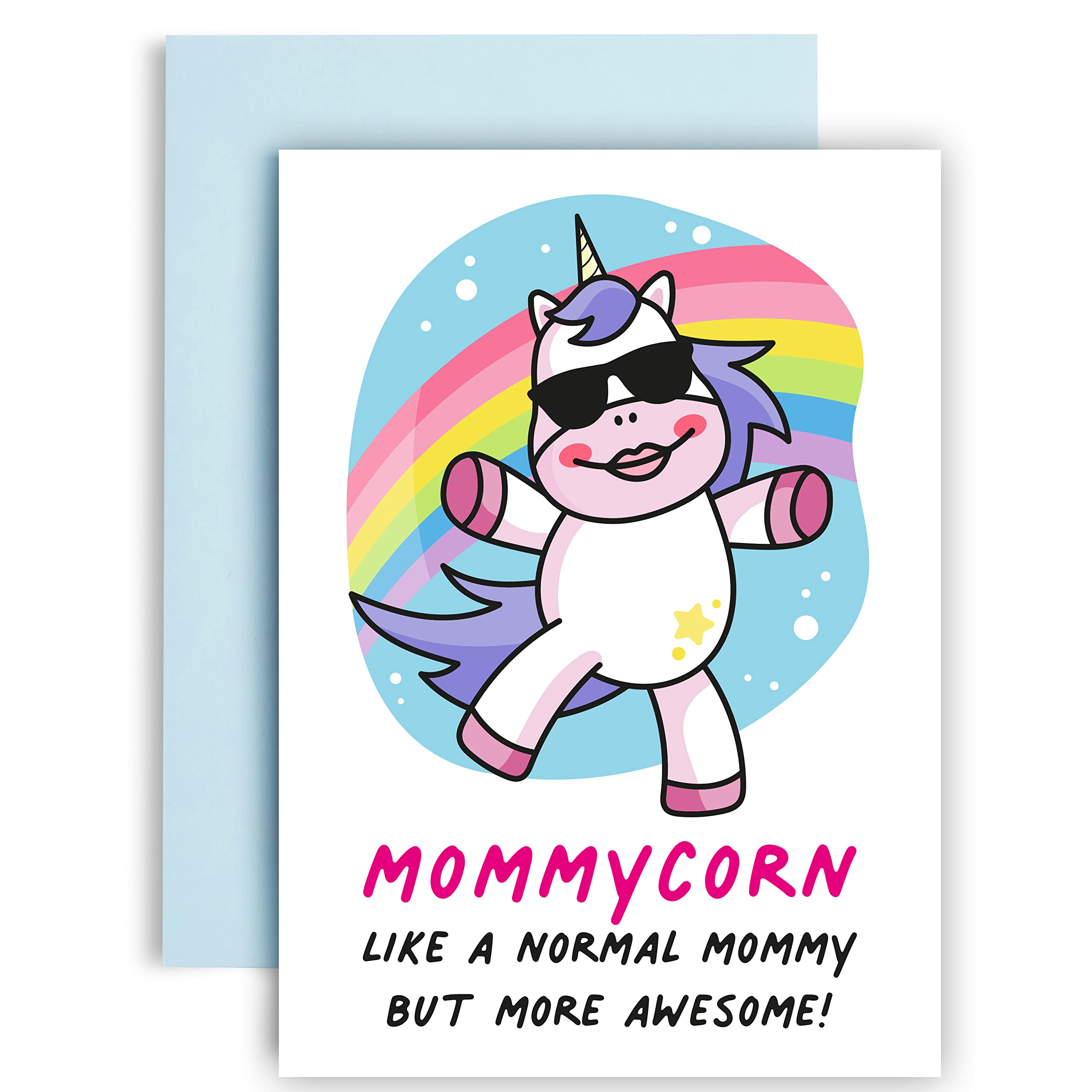 Huxters Birthday Card for Mommy â Funny Birthday Card for Mommy, Auntie, Sister or Nanny â Happy Birthday Card from Kids â Colourful Unicorn Birthday Card with Pastel Envelope â A5 (Mommycorn)