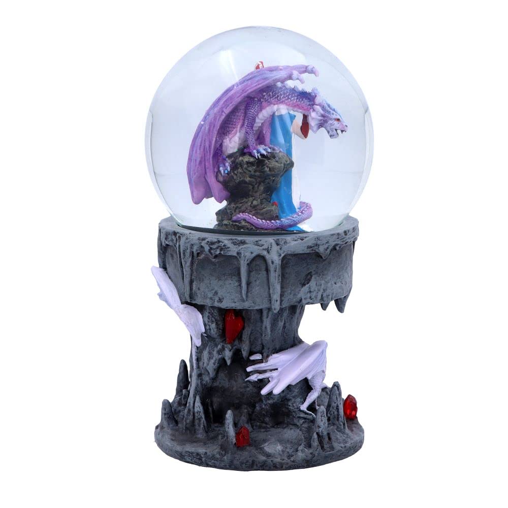 Nemesis Now Anne Stokes Dragon Mage Snowglobe Shaker, Polyresin, Purple, 18.5cm