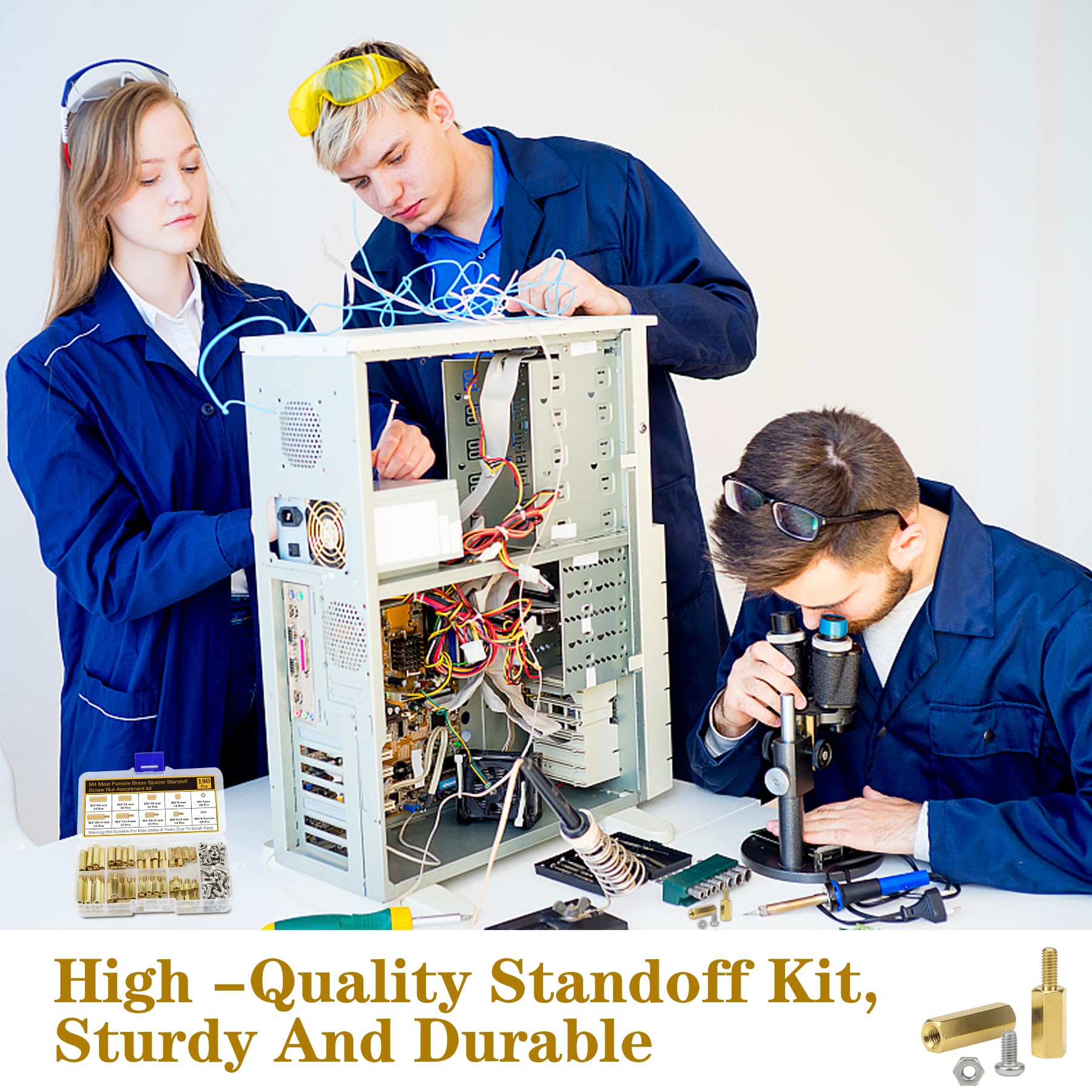 Csdtylh 180Pcs M4 Motherboard Standoffs&Screws&Nuts Kit, Hex Male-Female Brass Spacer Standoffs, Laptop Screws for DIY Computer Build, Electronic Projects, Raspberry Pi, Circuit Board etc.