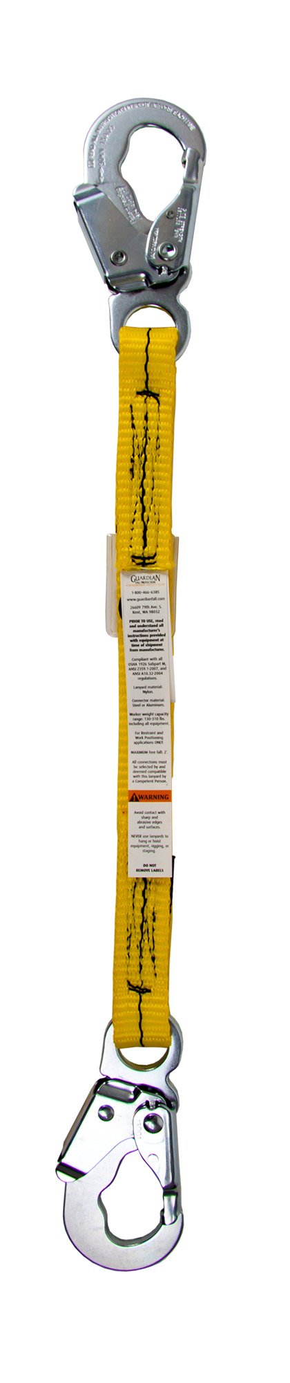 Guardian Fall Protection 01260 4-Foot Single Leg Non-Shock Absorbing Lanyard