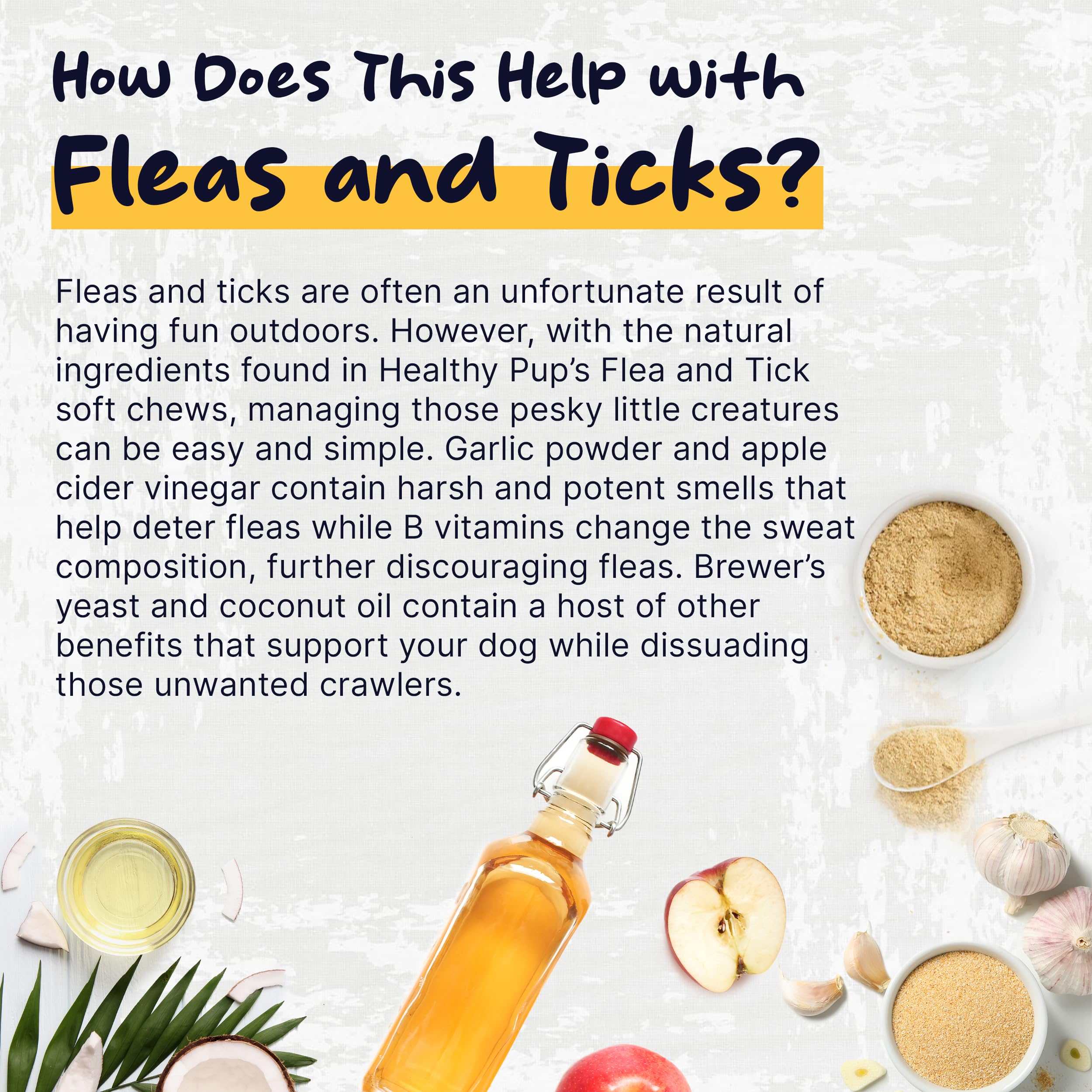 Flea and Tick Prevention for Dogs, Chewable β 90 Peanut Butter Flavored Soft Chews β Made with B Vitamins, Garlic Powder, Brewers Yeast, Coconut Oil, and Apple Cider Vinegar