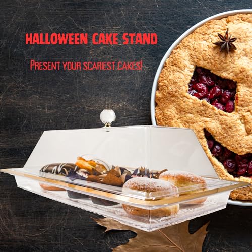Glitz Halloween Acrylic Cake Stand with Dome Lucite Serving Tray with Lid Wedding Cake Stand with Cover Dessert Stands with Doilies Pastry Display Tray Party Cake Plate with Dome Cookie Tray