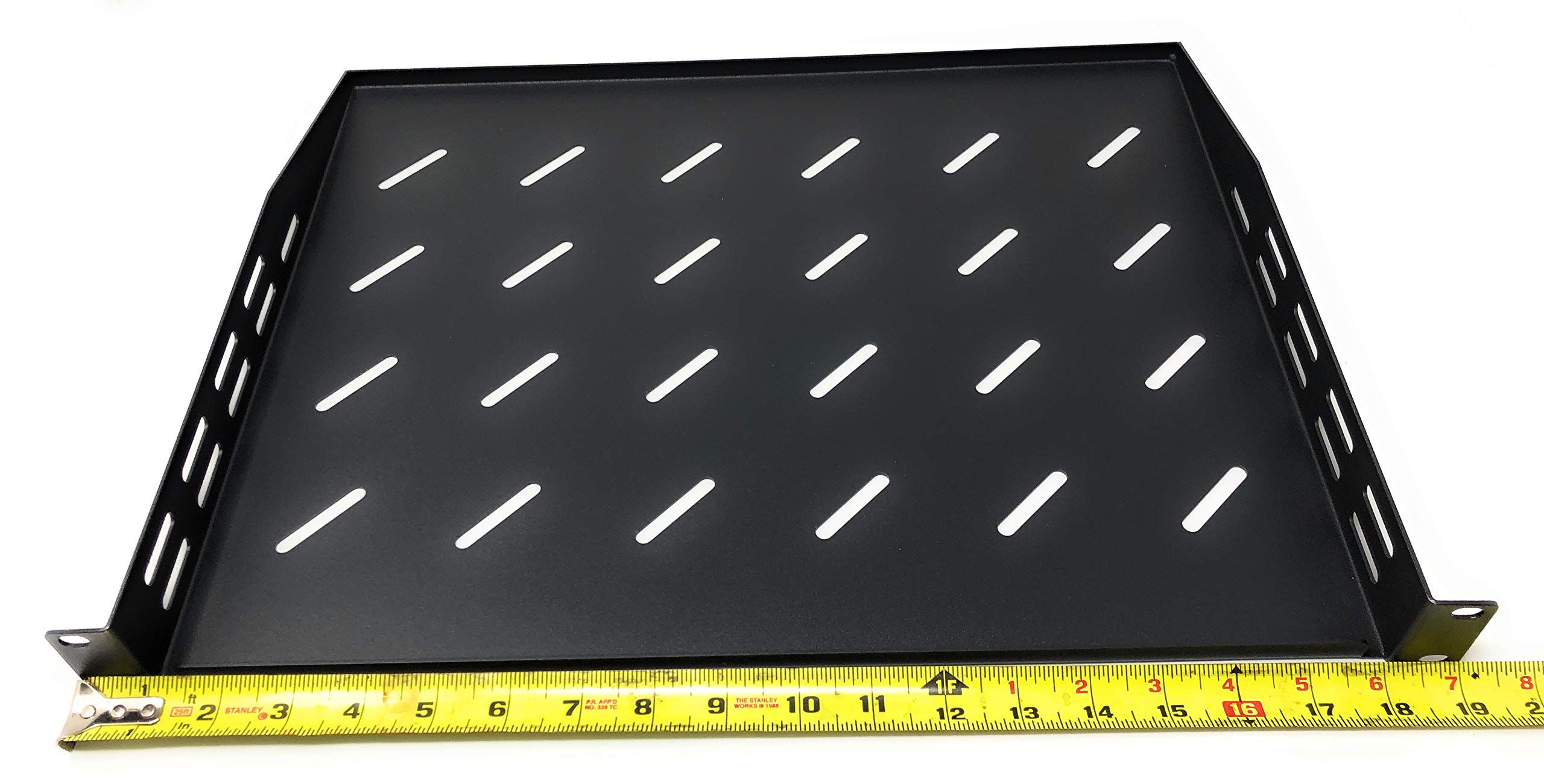 KENUCO Vented Cantilever Universal Rack Shelf, 13.7" Deep, for 19” equipment racks. Heavy-Duty 1.2mm Cold Rolled Steel, 60lbs Capacity (White 1U x 13.7'')