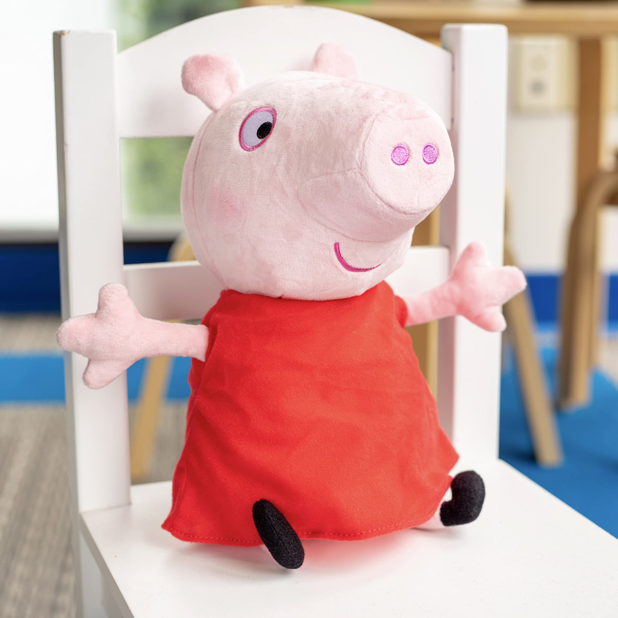 Peppa Pig Hug N' Oink Plush Stuffed Animal Toy, Large 12" - Press Peppa's Belly to Hear Her Talk, Giggle & Oink - Ages 18+ Months