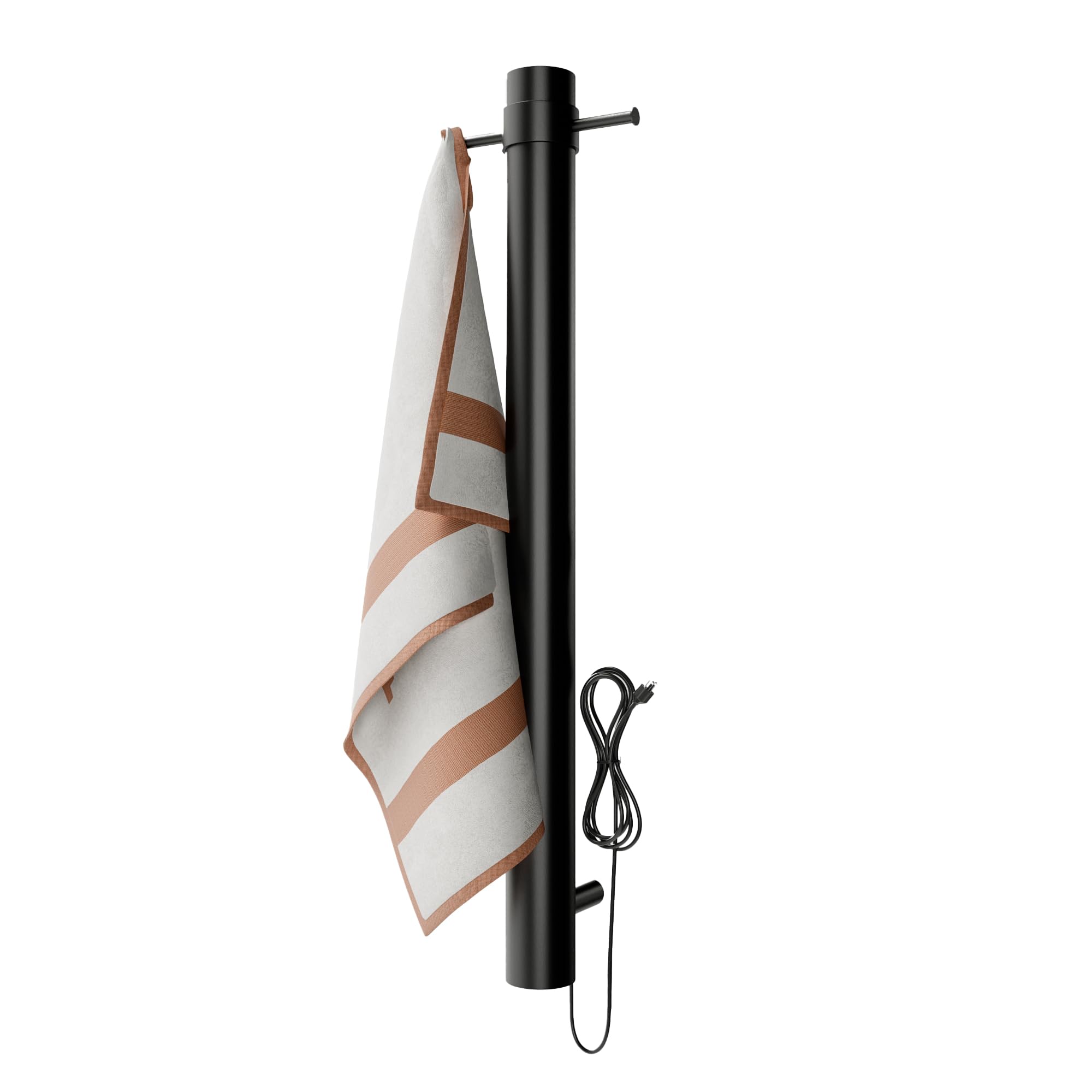 Hasipu Towel Warmer Rack for Bathroom with One Button Control, Heated Towel Racks for Bathroom Wall Mounted Towel Warmer Rack, Plug-in/Hardwired (Matt Black)