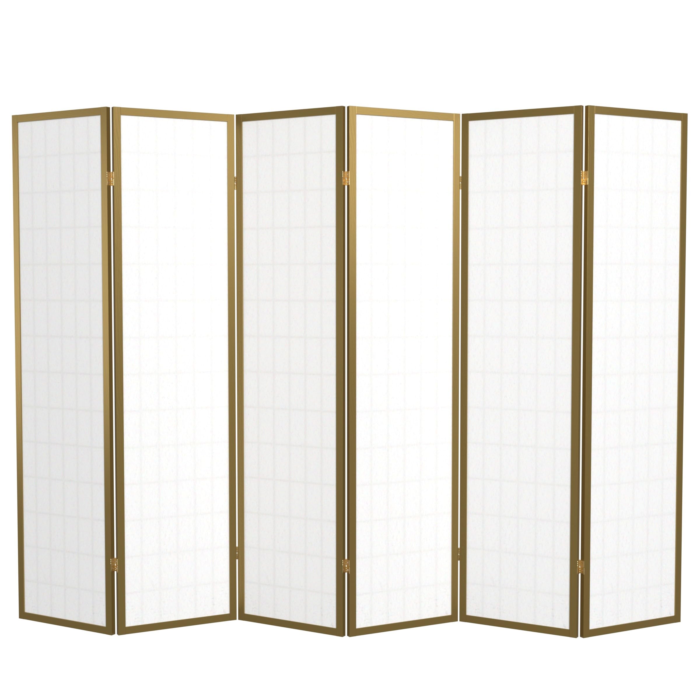 Red Lantern 6 ft. Tall Window Pane-Special Edition-Gold-6 Panels Room Divider