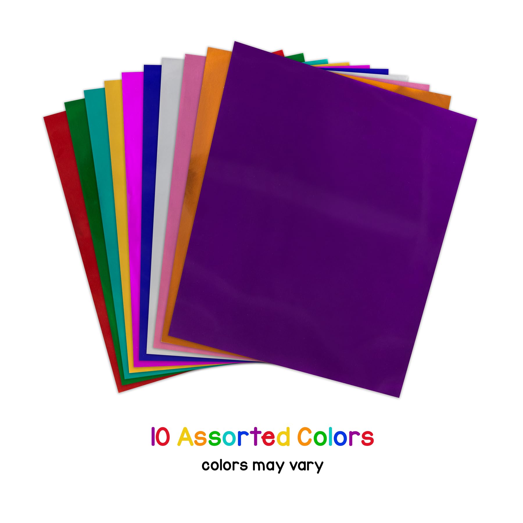 Hygloss Products Metallic Foil Paper - Great for Arts & Crafts, Classroom Activities & Artists - 8.5" x 10" - 2 Each of 10 colors (Colors may vary) - 20 Sheets