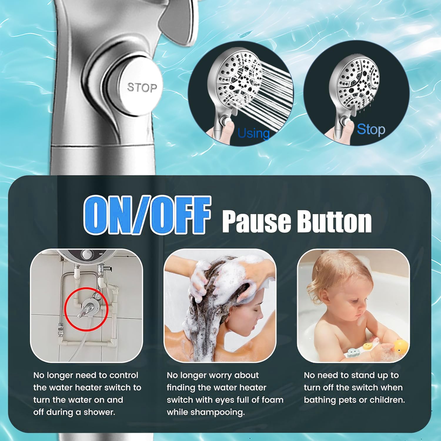 Filtered Shower Head With Handheld 10 Spray Modes High Pressure Shower Head With Filter, With On/OFF Pause Button, Water Softener Shower Head for Harmful Substance Remove Chlorine ReducesDry Itchy