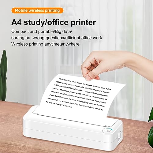 Dioche Thermal Printer, 200dpi Portable Printer No Ink Printer with Bluetooth USB Connection for Clear and Convenient Printing (White)