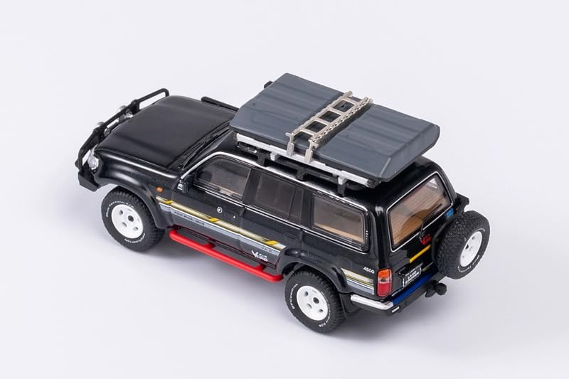 FloZ for KengFai for Toyota for Land Cruiser for LC80 Off-Road Vehicle Pearl Black Off Road Edition 1:64 Truck Pre-Built Model