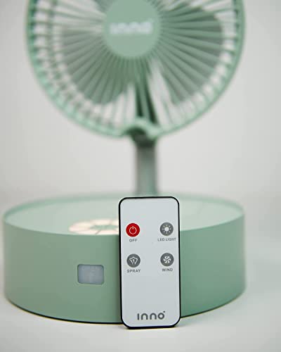 Portable Fan & Essential Oil Diffuser β Foldable Standing or Desk Fan with Night Light, Air Diffuser, Humidifier β 24 Hr. Run Time (Green)