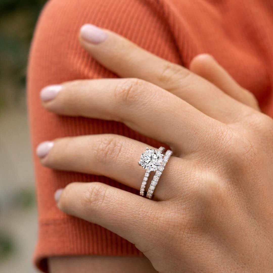 Ctarlitu 1.5CT Center Moissanite Stackable Engagement Rings Eternity Promise Wedding Ring D Color VVS1 Clarity 925 Sterling Silver Bridal Rings Sets for Women