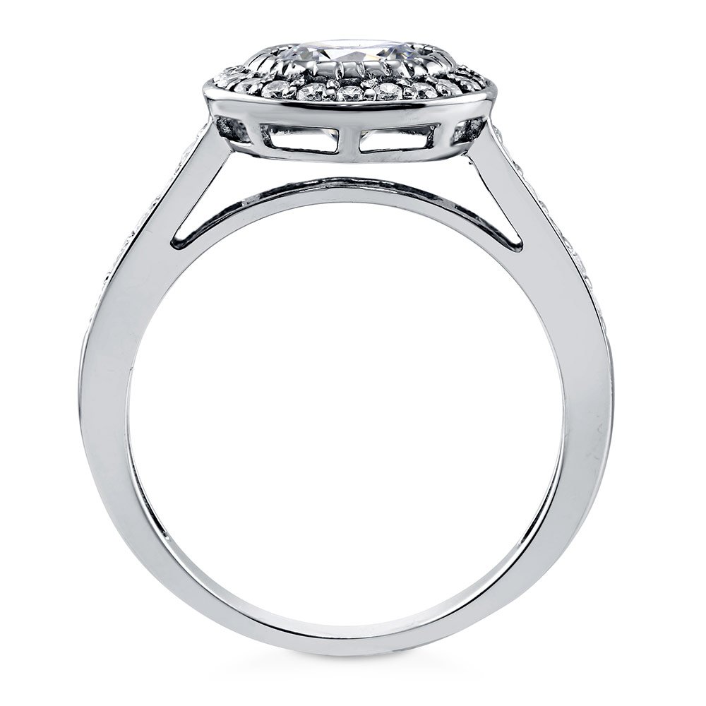 BERRICLE Sterling Silver Halo Wedding Engagement Rings Round Cubic Zirconia CZ Ring for Women, Rhodium Plated Size 5
