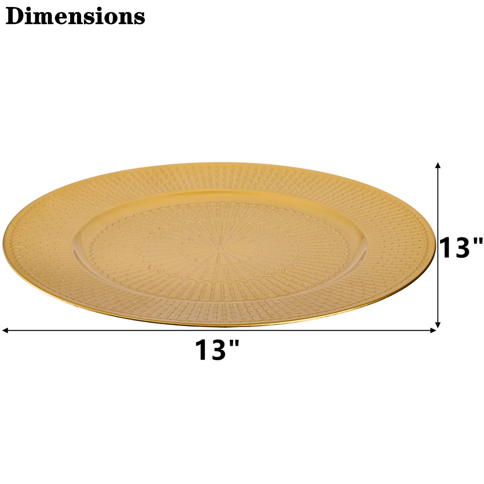 DEAYOU 12 Pack Gold Charger Plate, 13-inch Beaded Chargers Plates, Wedding Charger Platter for Serving, Party, Holiday