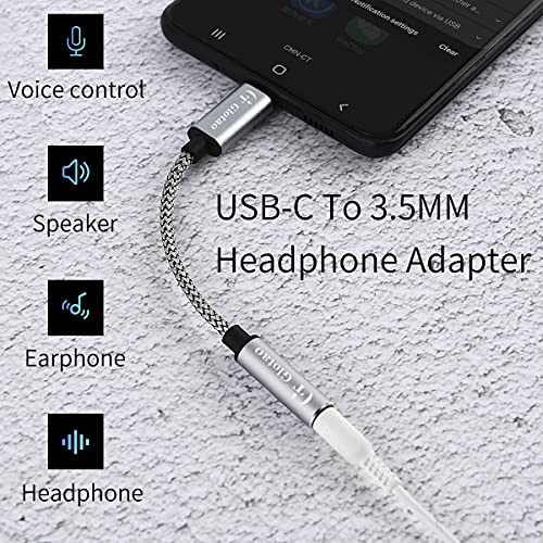 Glotao USB C to 3.5mm Adapter for Samsung S21 Ultra, Galaxy S20 Headphone Adapter USB C to Aux Audio Dongle Cable Cord for Galaxy S20 Note 20 Ultra S20+ Note 10+, Google Pixel 5 4 3 XL