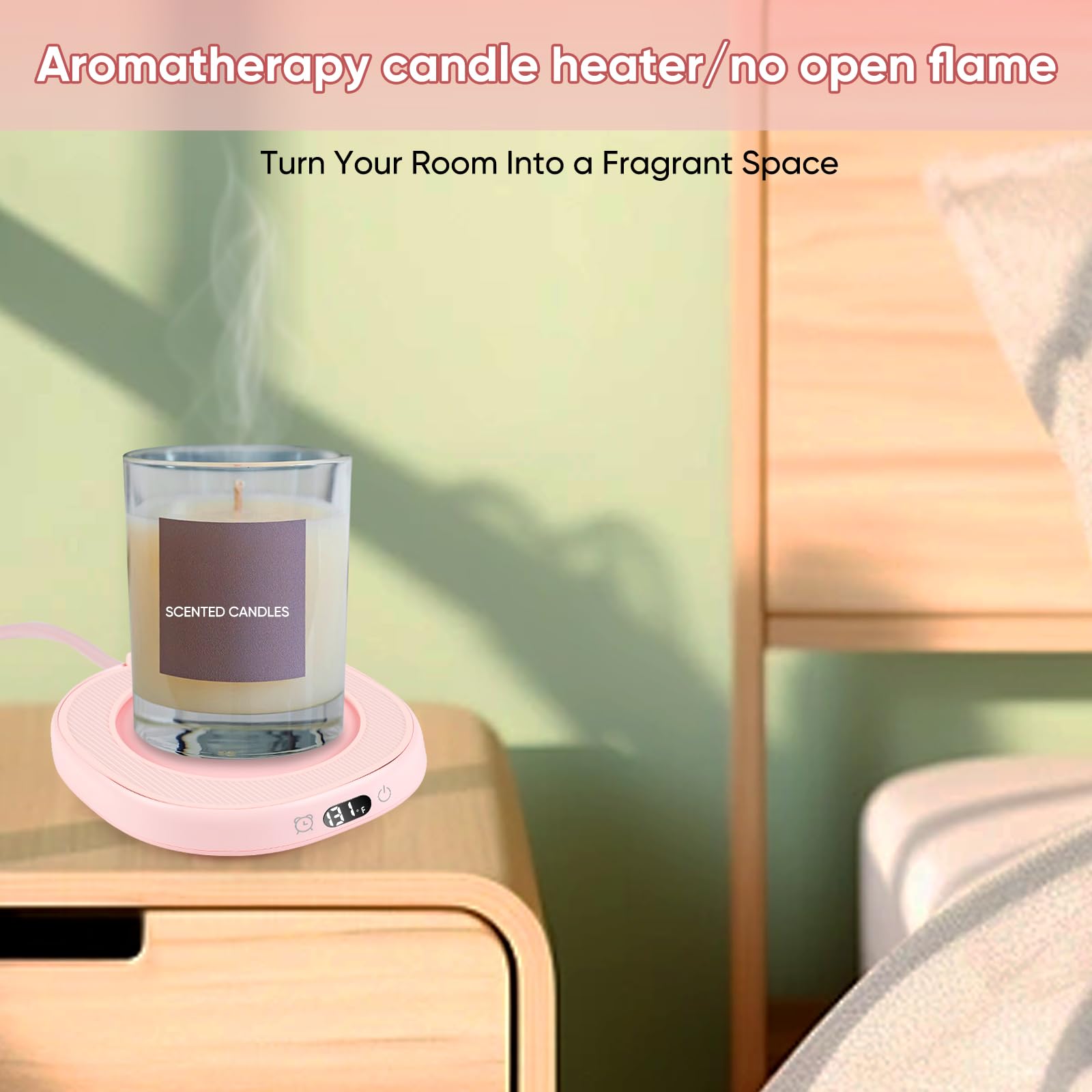 Coffee Mug Warmer, SAINSWIN Smart Coffee Cup Warmer for Desk with Settable Heat Preservation Time,Electric Beverage Warmer with TEM/TIME Display for Coffee, Milk, Tea and Hot Chocolate (Up to 149β)