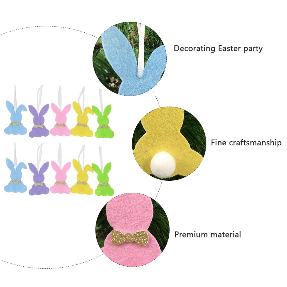 VALICLUD 10pcs Easter Rabbit Ornament Hanging Bunny Ornaments Felt Bunny Rabbit Easter Tree Decorations for Home Garden Layout Easter Party Supplies