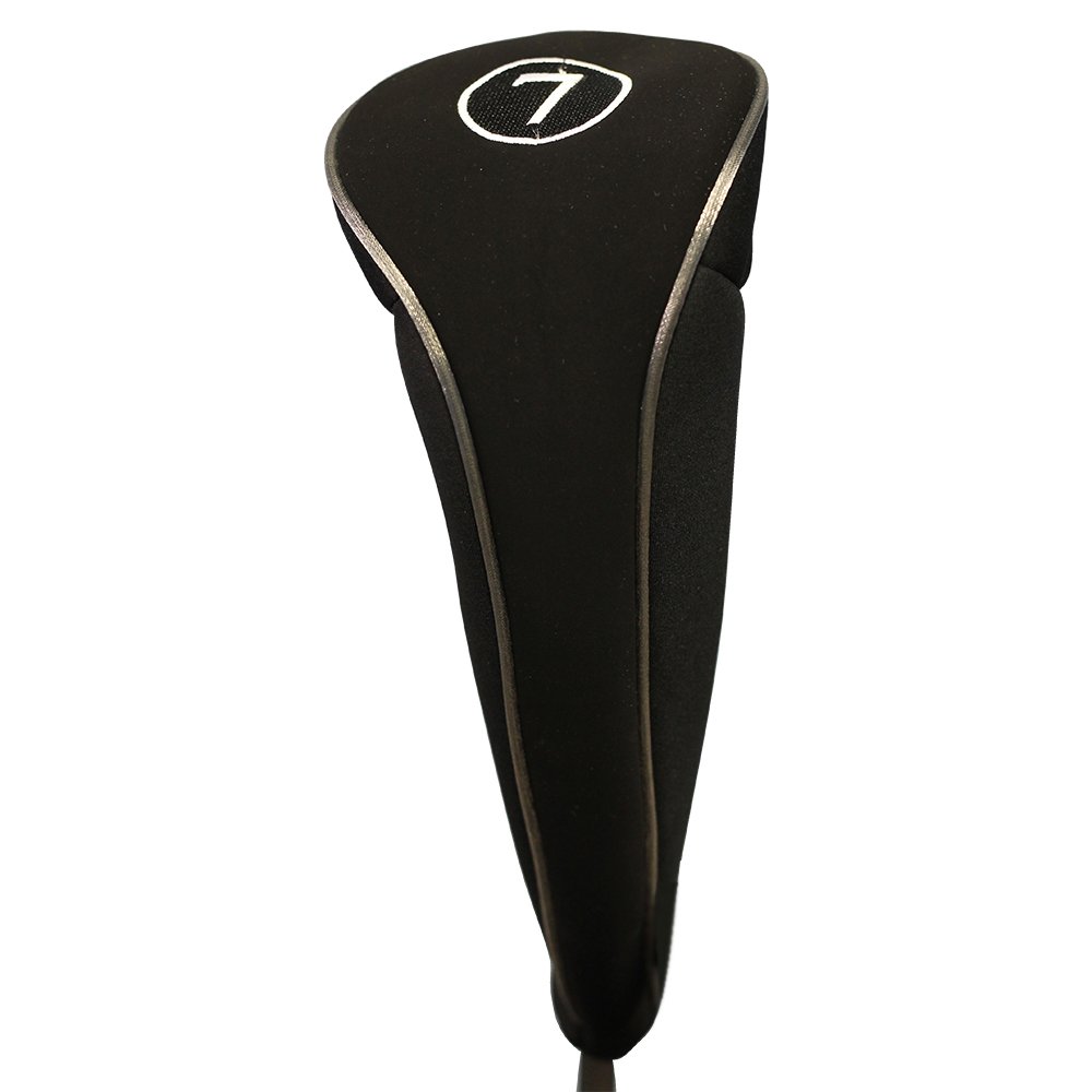Black Golf Zipper Head Cover #7 Fairway Wood Metal Headcover Traditional Plain Protective Cover Fits All Fairway Golf Clubs for Golfing Buddies