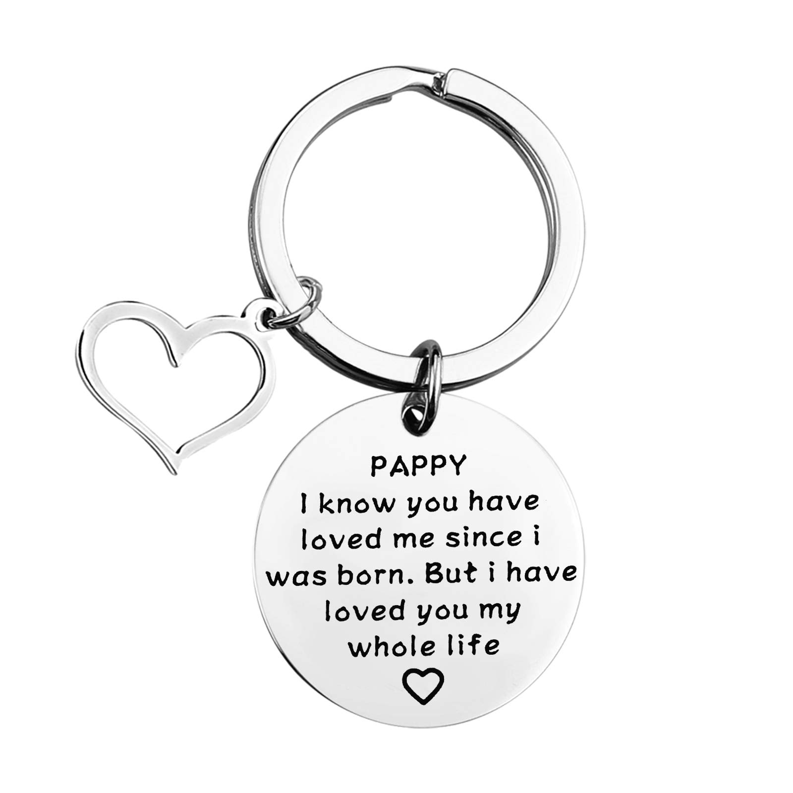 BLEOUK Pappy Keychain Grandpa Gift Father’s Day Gift Birthday Gift for Grandpa Pappy (love since PAPPY)
