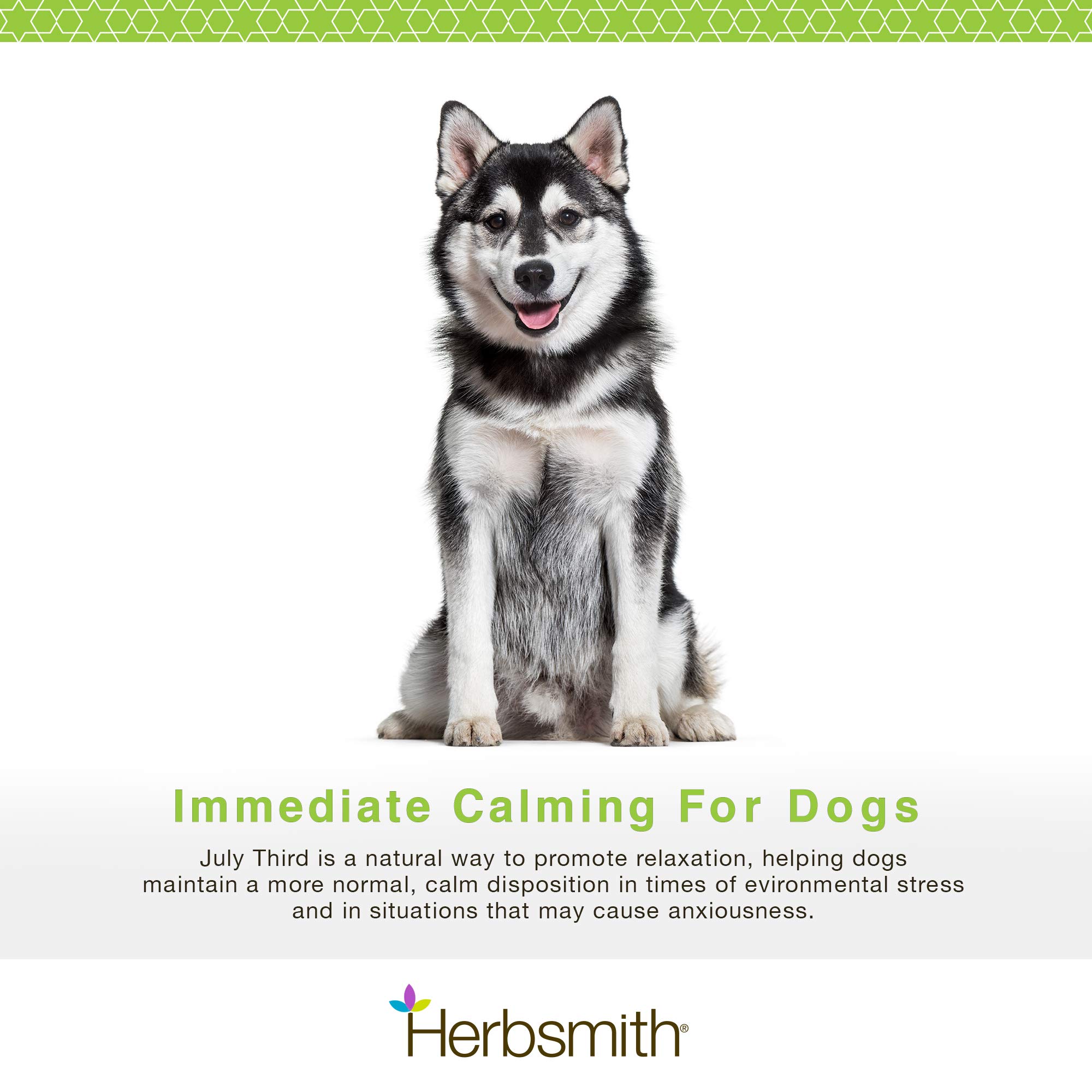 Herbsmith July Third - Canine Calming Chews - Calming Herbs for Dogs - Anxiety Supplements for Dogs - 30ct Large Chews