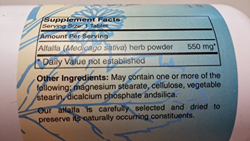 Natural Alfalfa Tablets 550 mg (8.5 Grains) (250 Tablets) by Tian Ming Co.