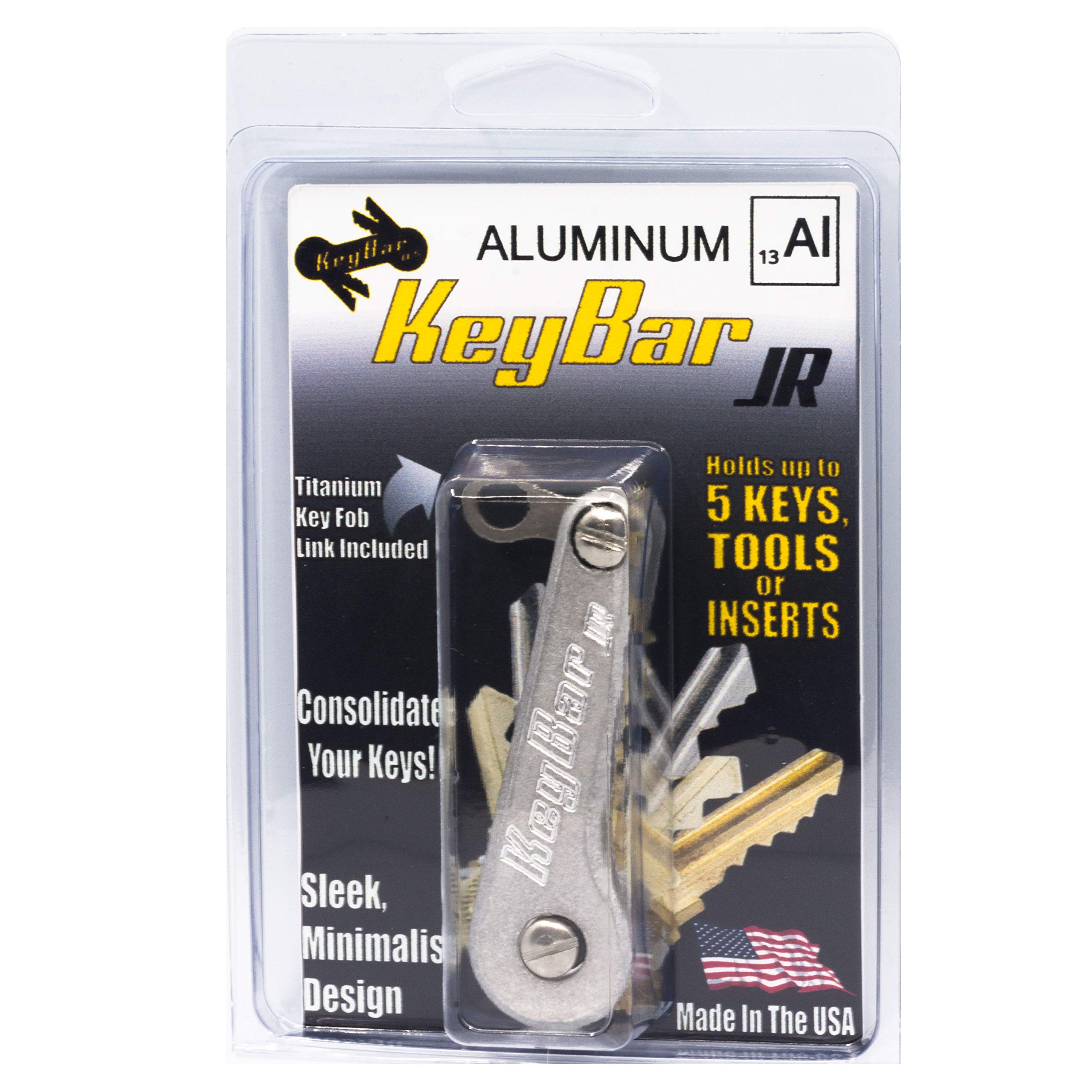KeyBar JR Key Organizer EDC Tool | Everyday Carry Compact Key Holder Multi-Tool and Keychain Organizer (Holds 4-5 Keys) Made in the USA