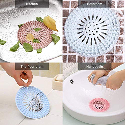 Emoly Silicone Hair Catcher Shower Drain Covers, Easy to Install and Clean Suit,Universal Rubber Sink Strainerfor Bathroom Bathtub and Kitchen (5 Pack)