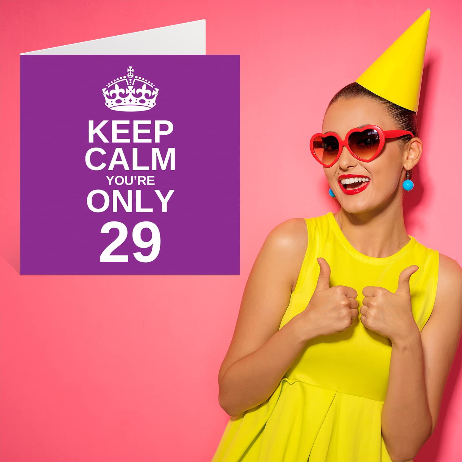 Funny 29th Birthday Cards for Men Woman - Keep Calm - Fun Happy Birthday Card for Brother Daughter Uncle Sister Son Aunt Niece Nephew Cousin, 5.7 x 5.7 Inch Joke Humor Greeting Cards