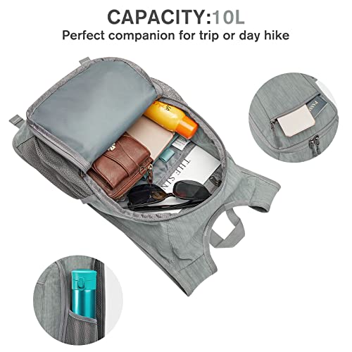 G4Free 10L/15L Hiking Backpack Lightweight Packable Hiking Daypack Small Travel Outdoor Foldable Shoulder Bag(Grey)