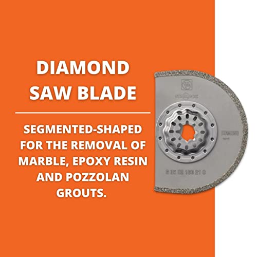 Fein StarLock Diamond Oscillating Saw Blade - Segmented 3-17/32" Diameter for Removal of Marble, Epoxy Resin, Pozzolan Grouts - Fits Most Multitools - 63502166210