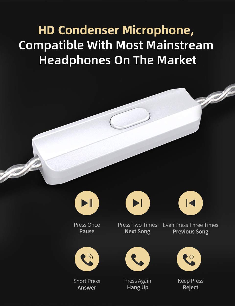 KZ ZSN PRO X Dual Driver Earbuds Headphone, HiFi Stereo Sound Earphone with Balanced Armature and Dynamic Driver Ergonomic Comfortable Headset (Golden with Microphone)……