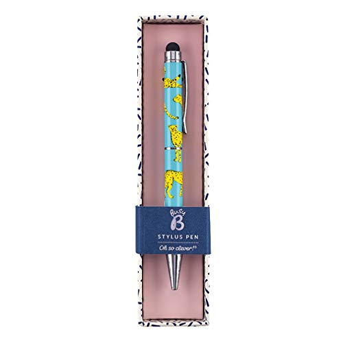 Busy B Stylus Pen - Black Ink Ballpoint Pen with Touch Screen Stylus tip, Cheetah